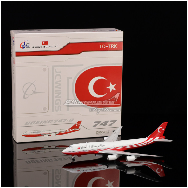 JCWINGSLH4346 Turkish Government Boeing B747-8TC-TRK aircraft model 1:400