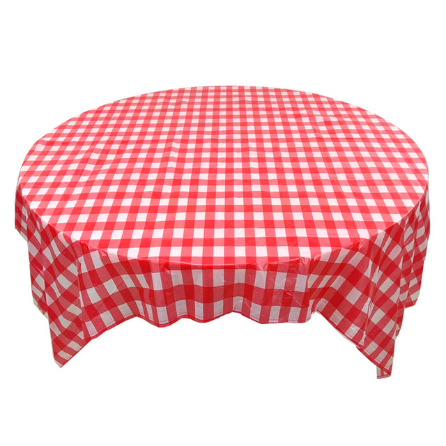 Classic red plaid disposable tablecloth waterproof and oil-proof round ...