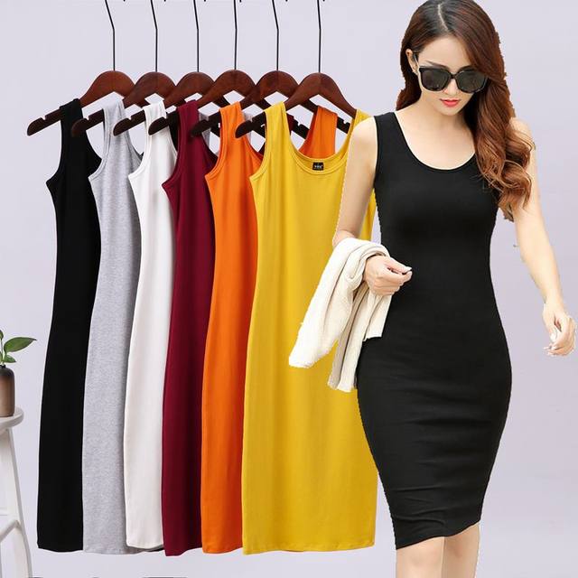 Summer inner wear avocado green inner dress women's slim slim vest long ...