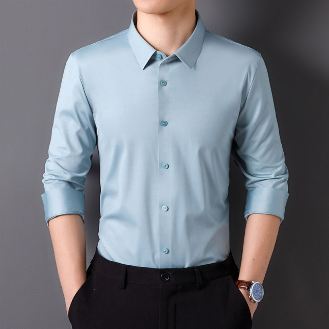 Spring high-end long-sleeved shirt for men business markless men's ...