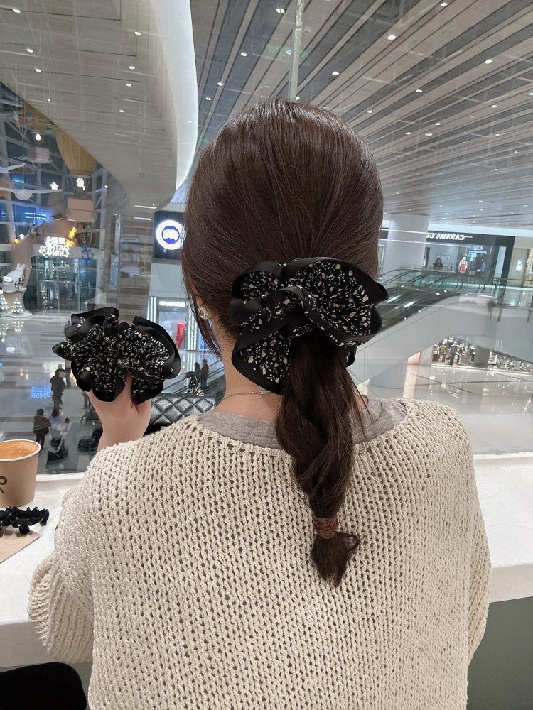 Korean fluffy texture floral ponytail hair loop ins girl versatile ...