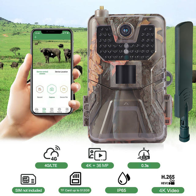 36MP4K4G hunting camera HC-900Pro with APP Support LIVE VIDEO/FTP/mail