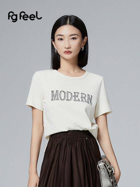 Pupu style exquisite letter pattern T-shirt for women 2024 summer new ...