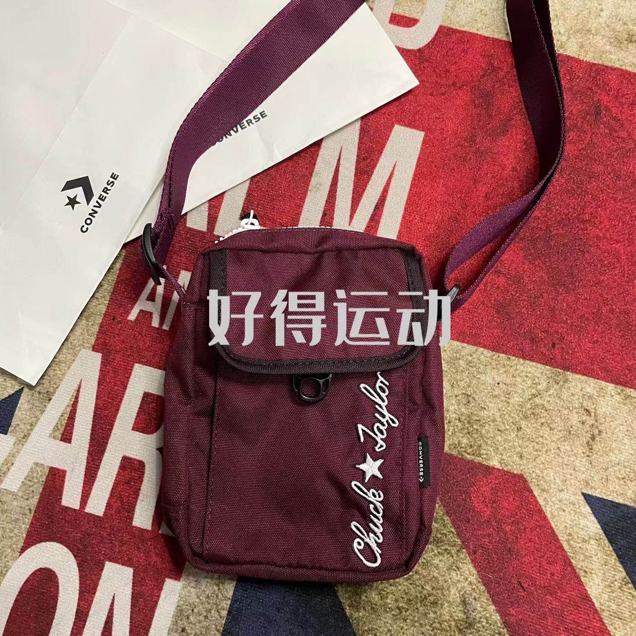 Authentic CONVERSE/Converse burgundy embroidered logo dark purple ...