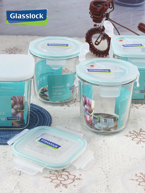 Korean imported microwave heated glass lunch box, sealed crisper ...