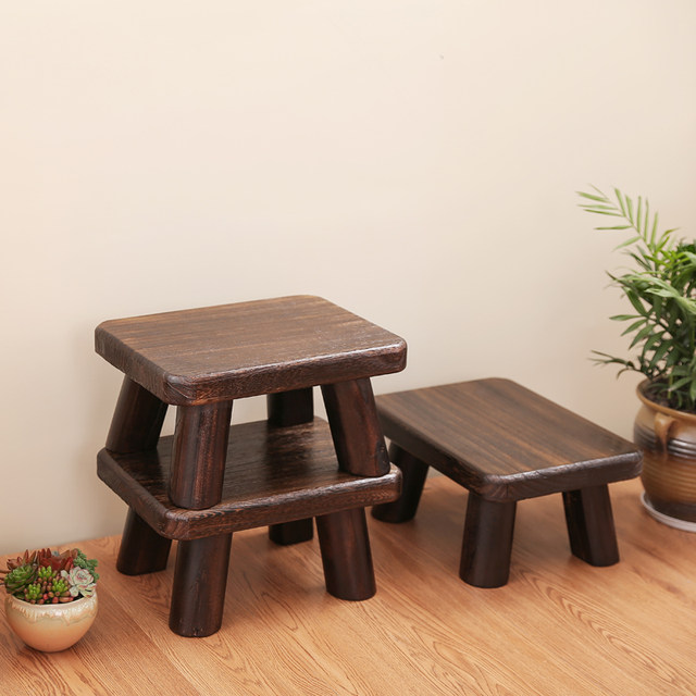 Solid wood small stool household stool living room stool Japanese low ...