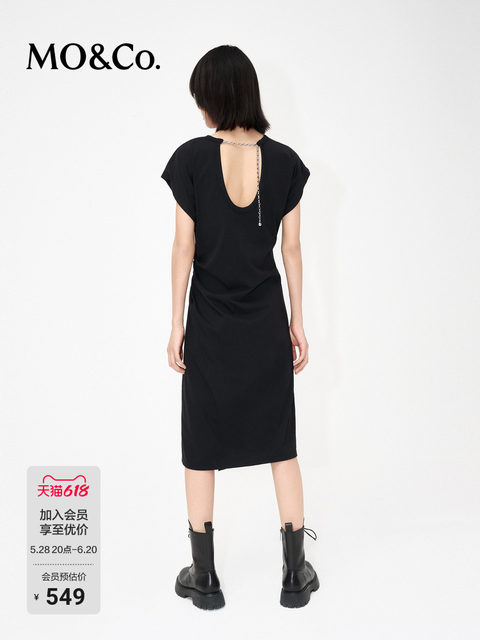 MOCO printed small flying sleeves high waist pinch pleated irregular slit niche temperament ...