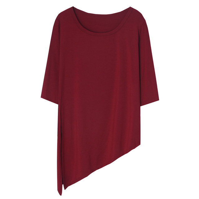 Modal T-Shirt Women's Summer Thin Soft Dance Clothing with Diagonal Hem ...