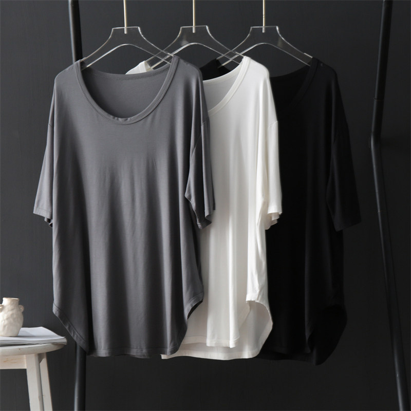 Arc sling modal short-sleeved T-shirt for women's summer 2025 new lazy ...