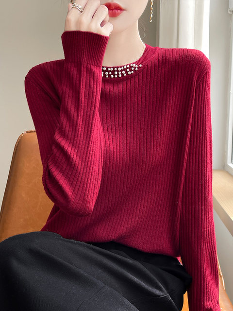 24 spring and autumn new worsted wool sweater long-sleeved women's ...