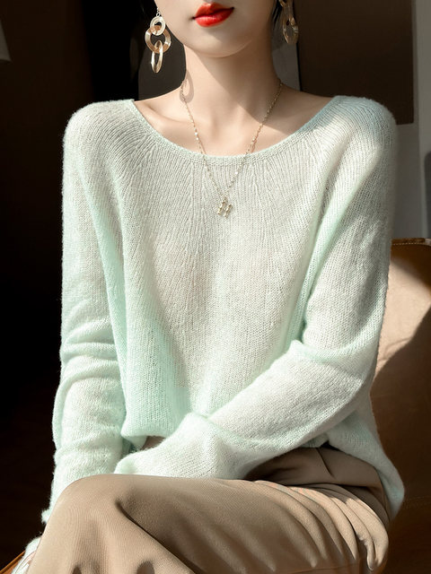 Gentle and soft ~ High-end cashmere sweater thin round neck sweater for ...