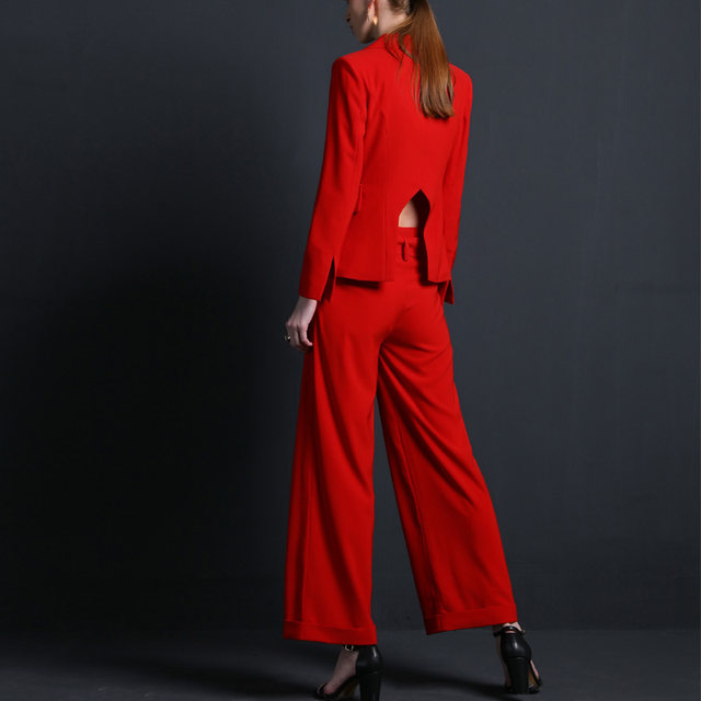 Minxuan Red Suit Women's 2024 Designer Backless Temperament Jacket Host ...