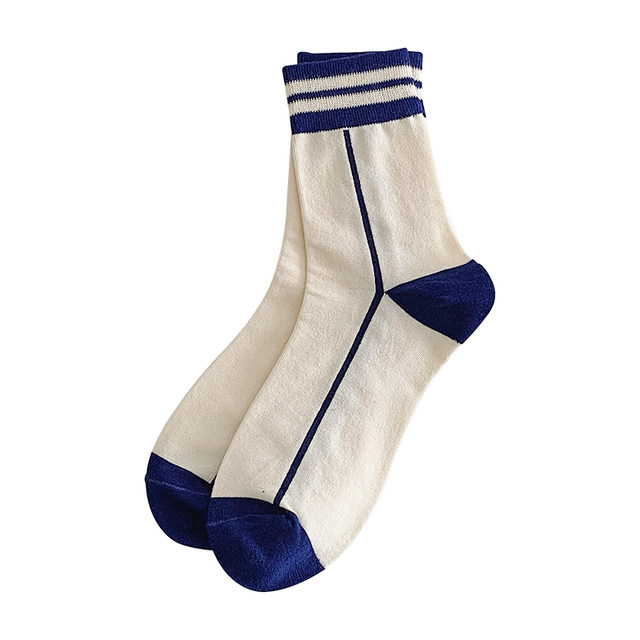 5 pairs of autumn and winter medium-thick socks for women, pure cotton mid-calf socks, sports ...