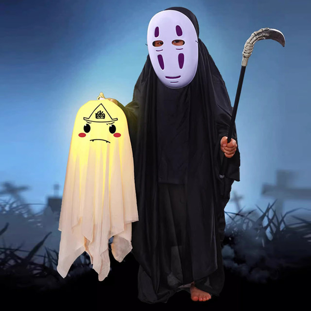 Halloween faceless male adult and children's costume cosplay ghost cute ...