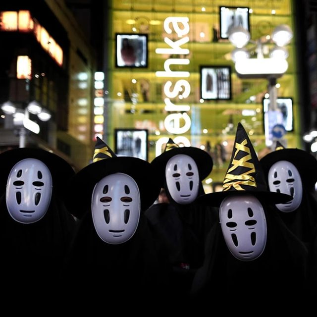 Halloween faceless male adult and children's costume cosplay ghost cute ...