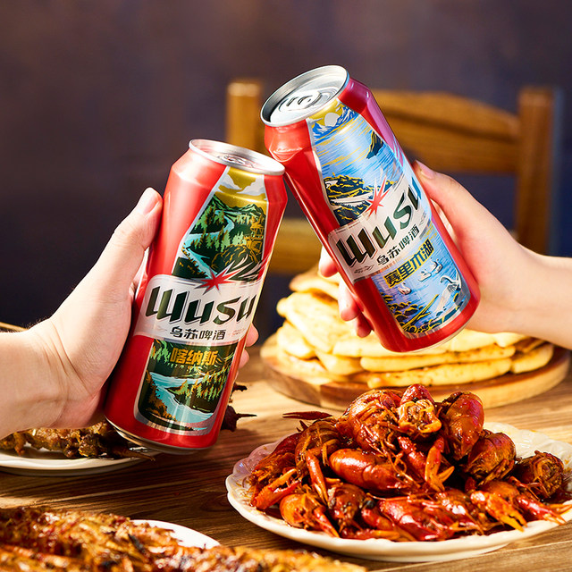 Wusu beer classic red can 500ml*12 cans*2 boxes Xinjiang scenery can ...