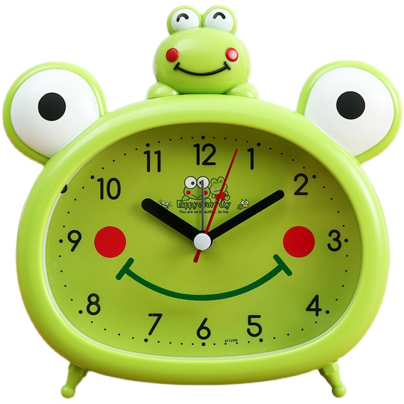 Cartoon Frog Alarm Clock - Cute Bedside Clock for Kids & Students