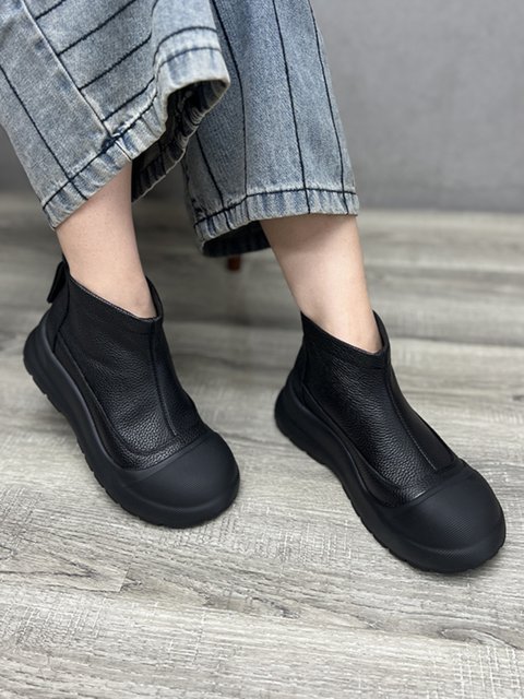 Yilu 2025 autumn and winter new genuine leather retro style thin boots ...