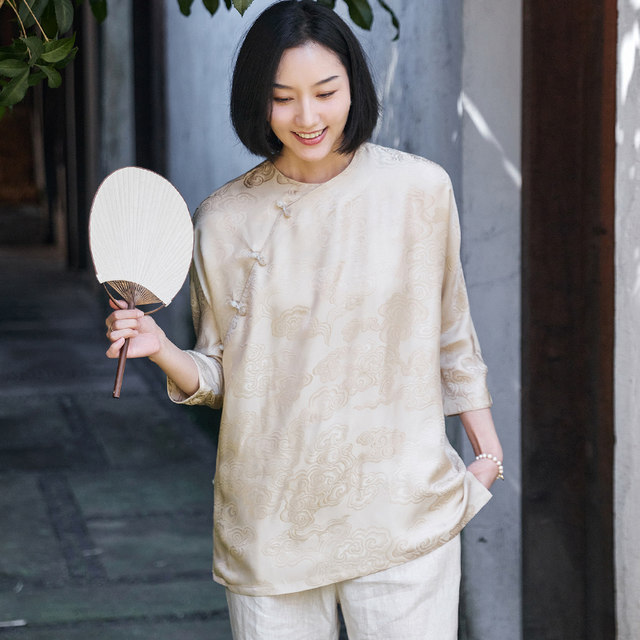 Feitang Chinese retro improved Chinese style silk interwoven jacquard ...