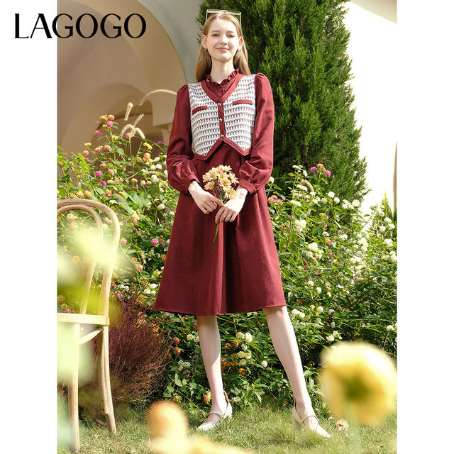 Lagogo Lagugu temperament Hepburn retro dress women's 2024 spring and ...