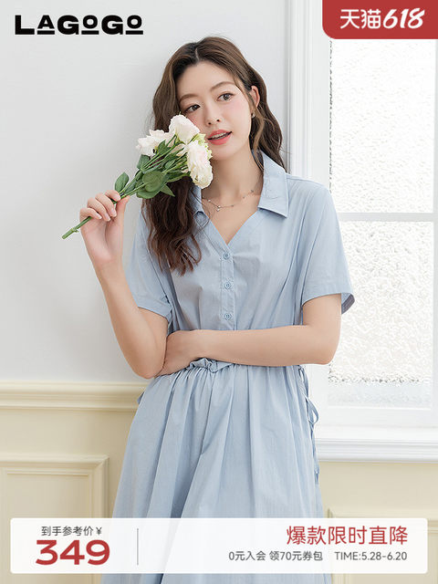 LAGOGO temperament V-neck white dress for women Lagugu Valley 2025 ...