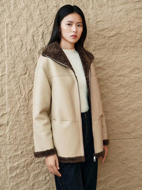 Bain style INSUN Enchang specially chooses winter large lapel design ...