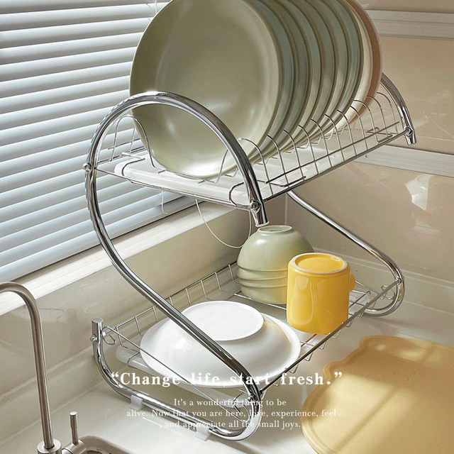 Kitchen rack countertop bowl rack drain rack simple multi-layer storage ...