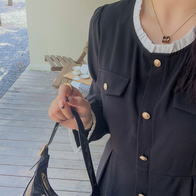 French dress 2024 Autumn new 220Jin [Jin is equal to 0.5 kg] Fat mm large size waist temperament ...