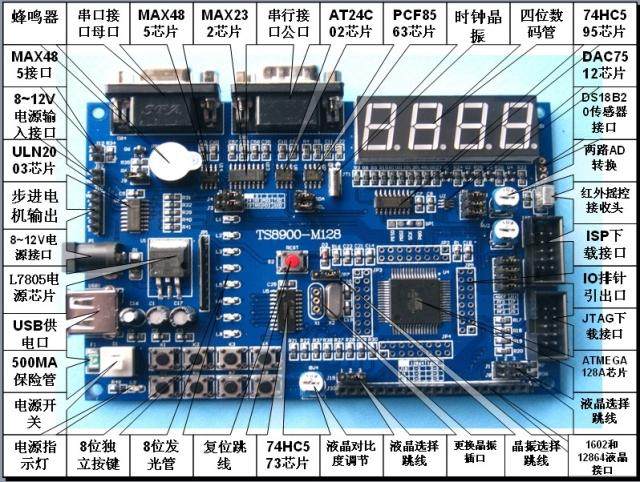ATMEGA128 development board/AVR development board/send AVR-USB emulator/DA conversion ...