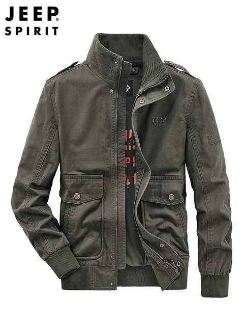 JEEP SPIRIT genuine men's wash cotton casual jacket stand collar ...