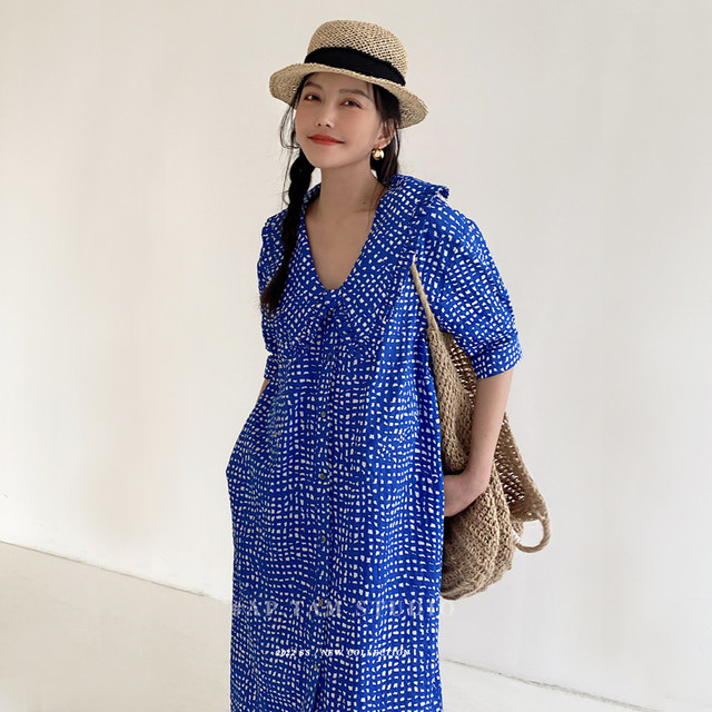 Tan Yanmi Blue Mountain Blue Blue White Summer Texture Large Lapel ...