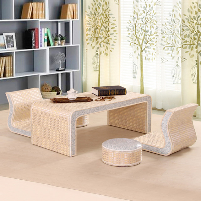 Chinese tatami coffee table, bamboo bay window, small table, floor ...