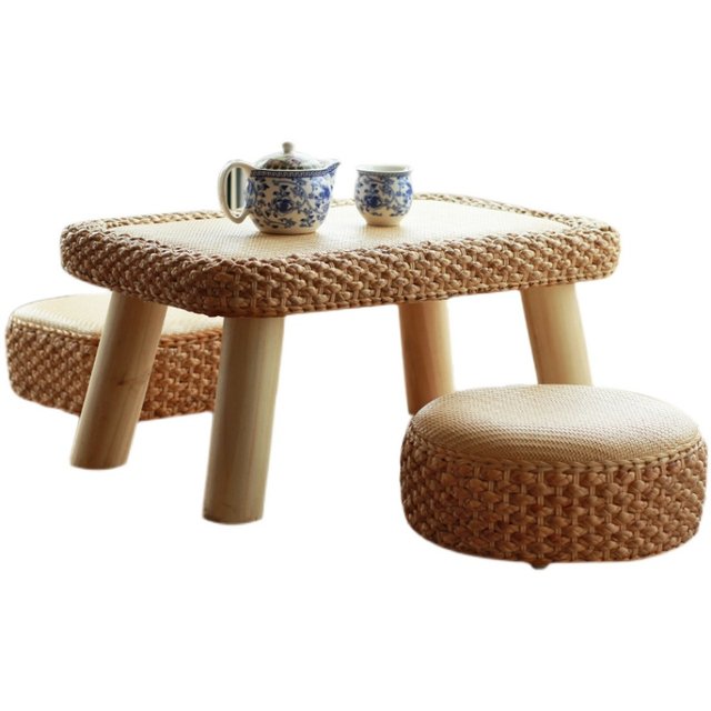 Rattan bay window small coffee table day -style window sill small table ...