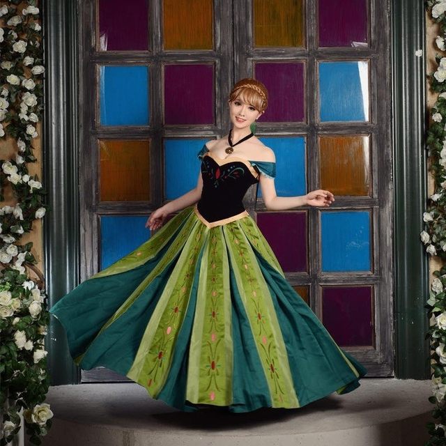 Anna cos dress Elsa adult coronation Disney Frozen Anna princess dress ...