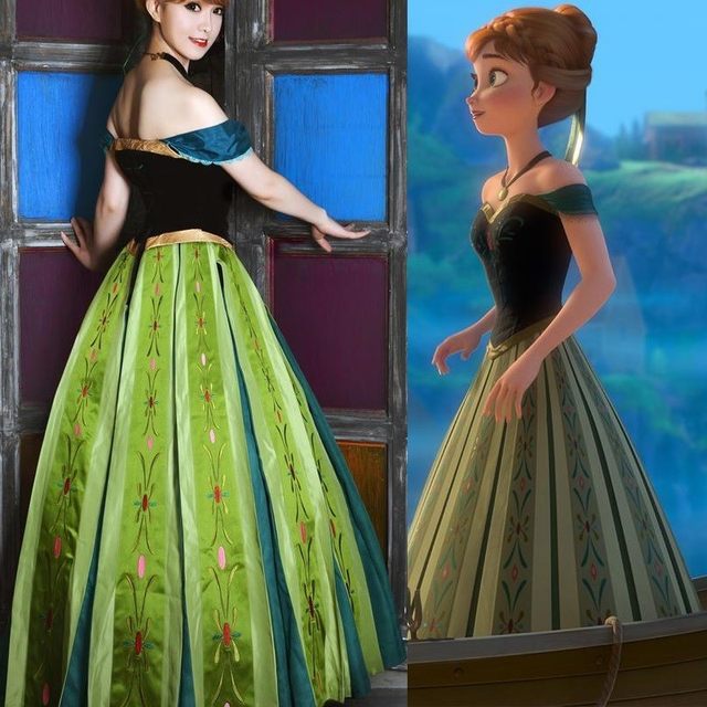 Anna cos dress Elsa adult coronation Disney Frozen Anna princess dress ...