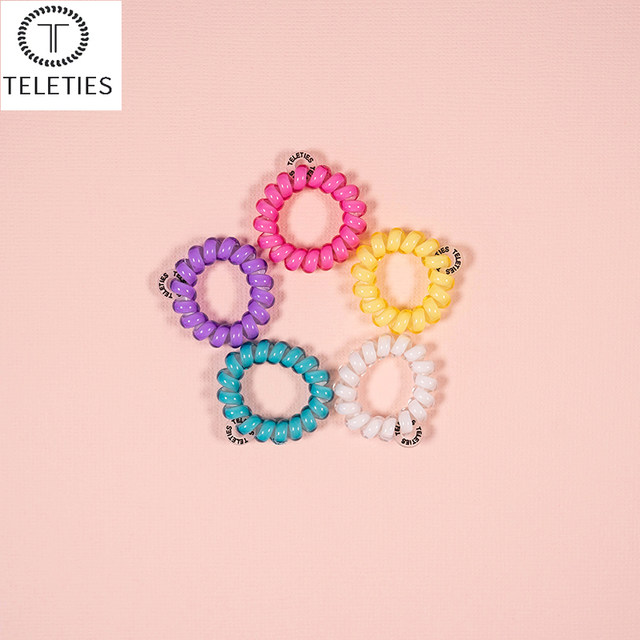 American TELETIES children's mini seamless phone cord hair ties for ...