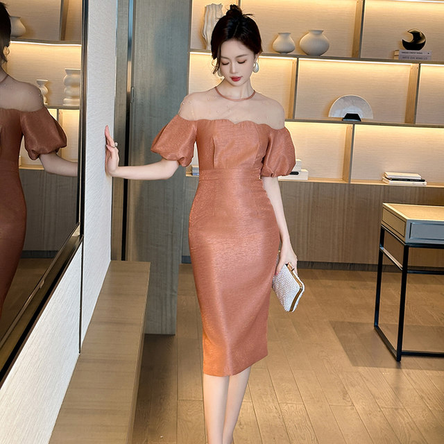 Tube top slightly see-through super good-looking dress for women 2024 ...