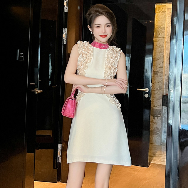 Unique high -end stand -up collarless dressless dress female new ...