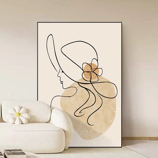 Wabi-sabi style abstract character lines living room decoration ...