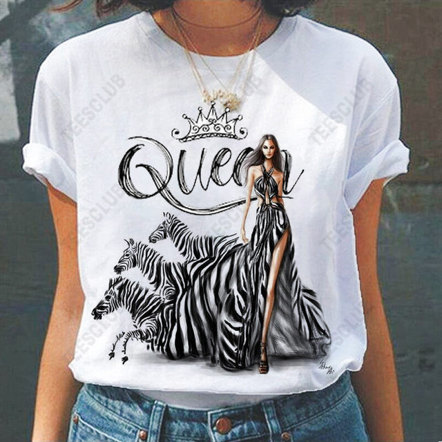 Vogue Queen Women t Shirt 2020 New European and American Queen Print ...