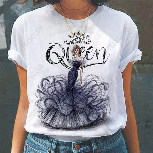 Vogue Queen Women t Shirt 2020 New European and American Queen Print ...