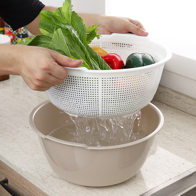 Double-layer plastic vegetable sink drain basket vegetable basket ...