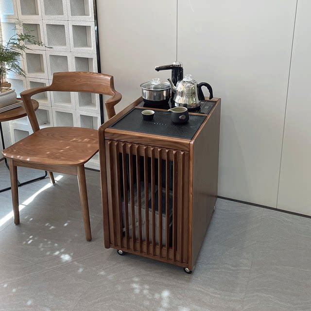 Solid wood tea cabinet living room mini tea table mobile tea car Nordic ...