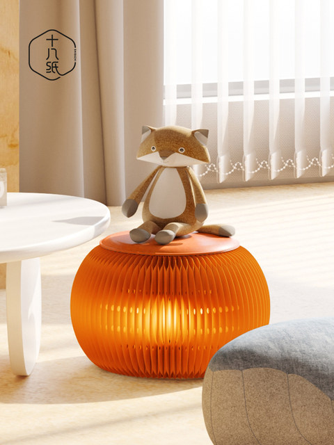 Eighteen paper stool Halloween decorative pumpkin lamp circular stool ...