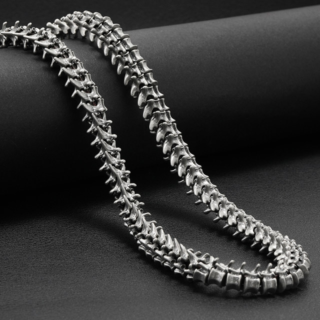 GRGR titanium steel dragon bone necklace men's hip -hop European retro ...