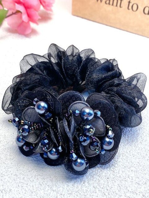 High-end head rope versatile hair tie durable flowers double-layer ...
