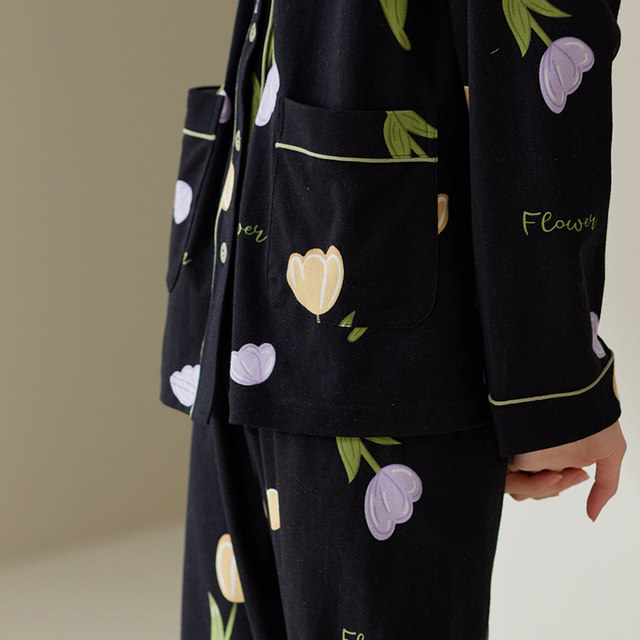 Fenton women's pajamas spring and autumn pure cotton long-sleeved suit ...