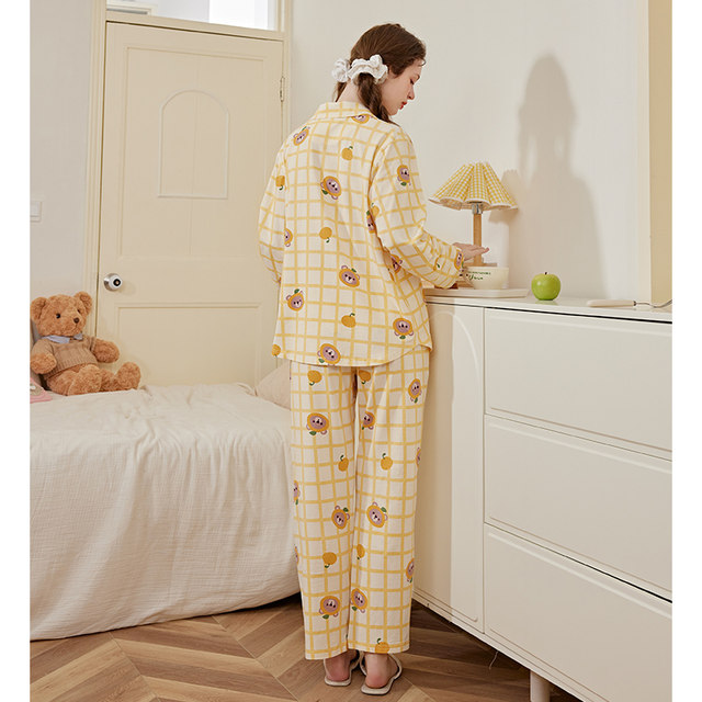 Fenton Women's Pajamas Spring and Autumn Pure Cotton Long Sleeve Suit ...