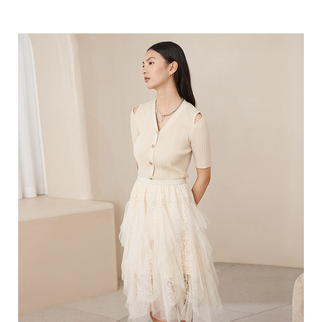 MIGAINO Manyano knitted cardigan, feminine V-neck design, short-sleeved ...
