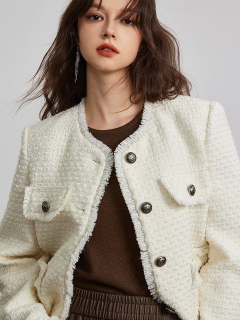 BASIC HOUSE/Baijia Hao Qianjin Xiaomiang Wind Circle Set Women 2024 Winter Wool Short Top